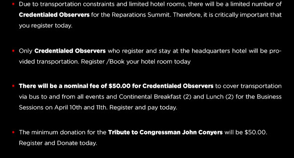 National/International Reparations Summit Countdown Bulletin #1